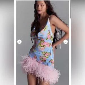 blazy shower | Dresses | Blazy Shower Mini Paradise Bird Dress Bluepink ...